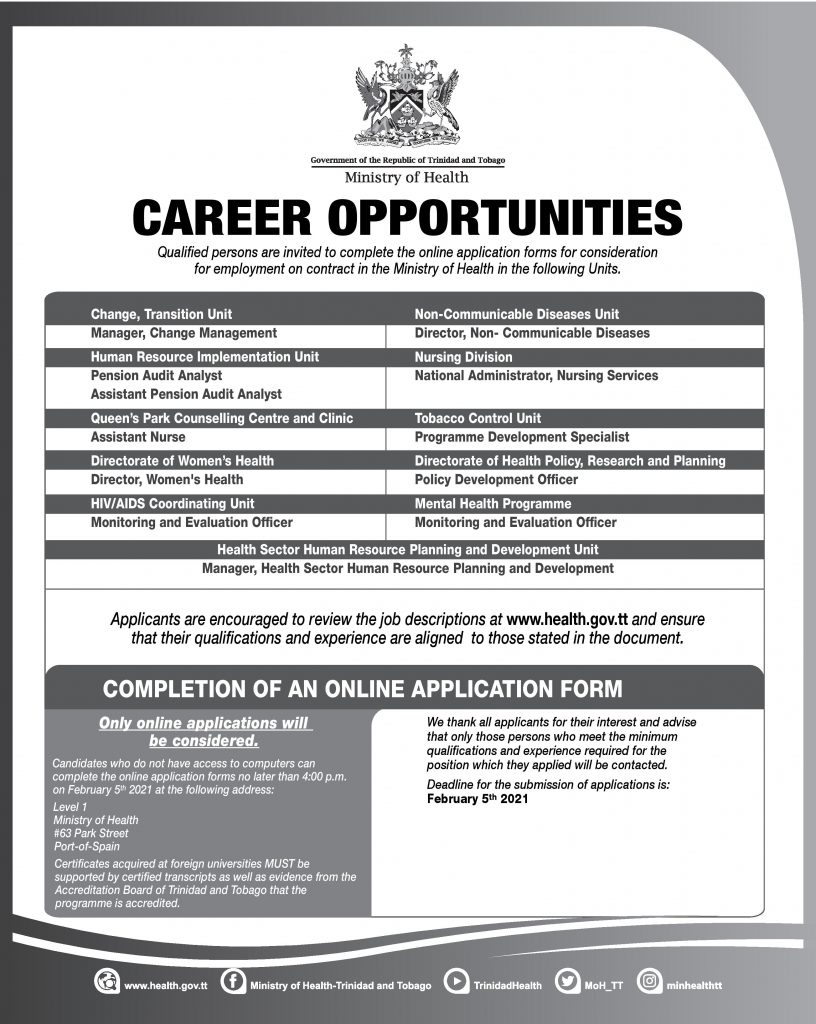 Ministry of Health – Career Opportunities – EASTERN REGIONAL HEALTH ...