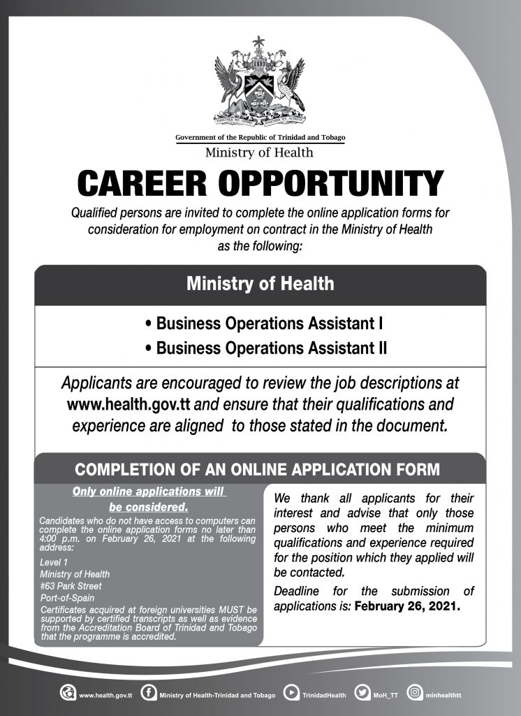Ministry of Health – Career Opportunities – EASTERN REGIONAL HEALTH ...