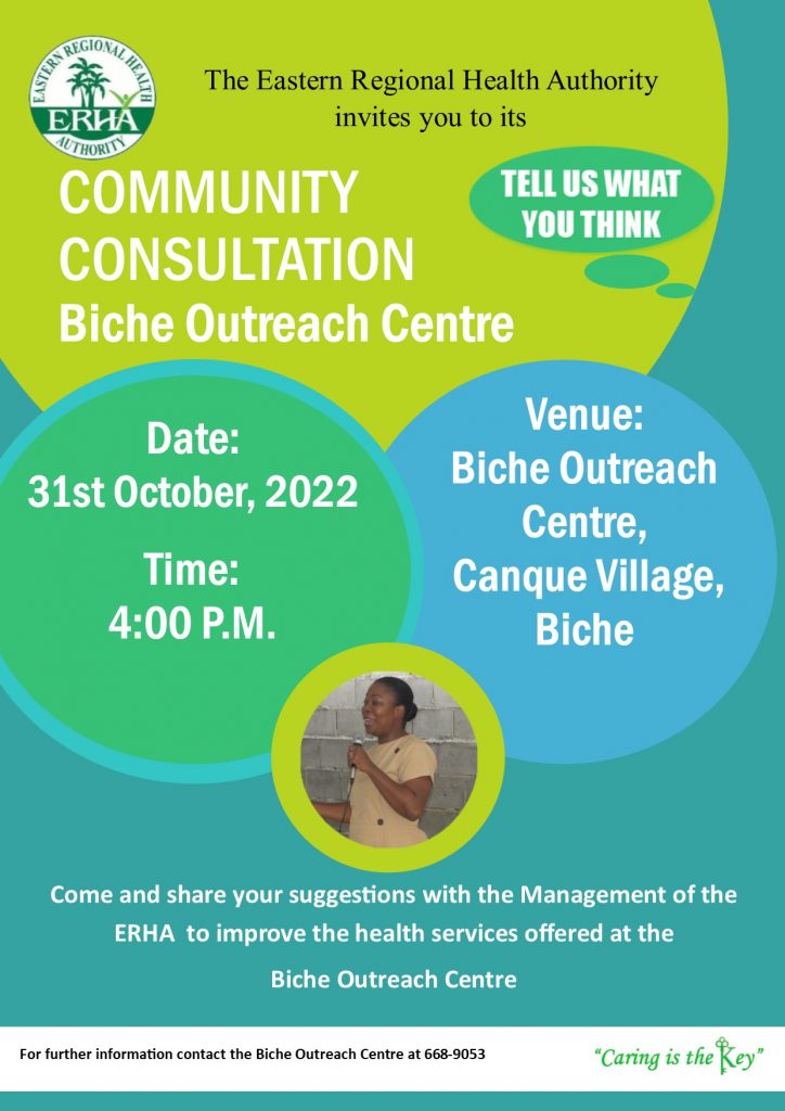Community Consultation at the Biche Outreach Centre – EASTERN REGIONAL HEALTH AUTHORITY
