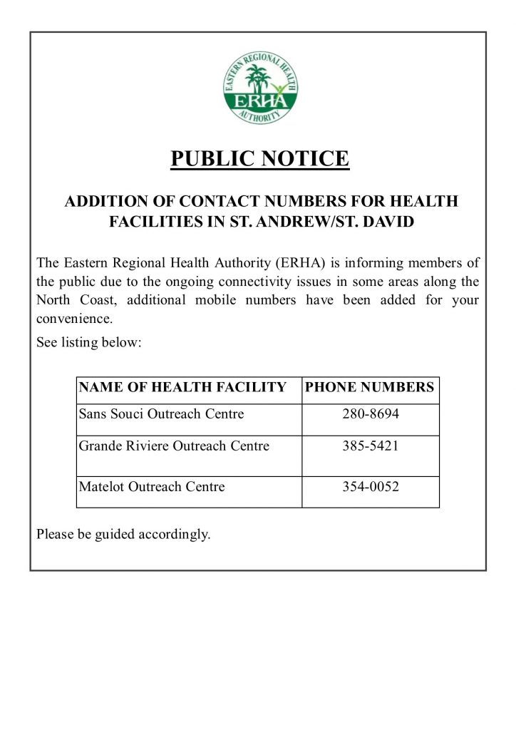 Additional Contact Numbers for Outreach Centres – EASTERN REGIONAL ...