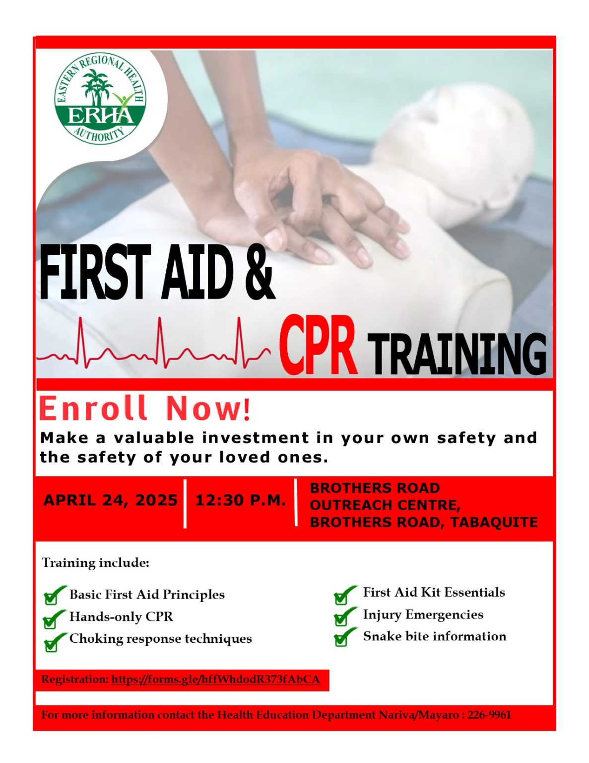 First Aid and CPR Training – EASTERN REGIONAL HEALTH AUTHORITY